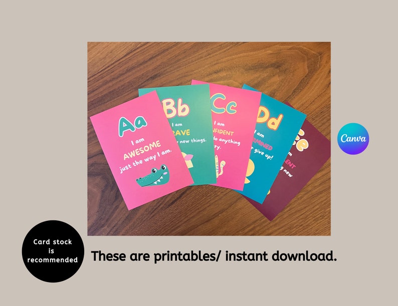 Alphabet Affirmation Cards/ Printable Affirmation Cards for - Etsy
