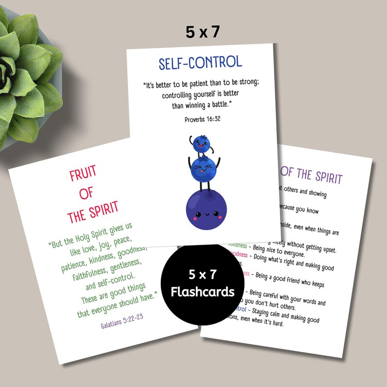 Fruit of the Spirit Bible Printable Cards, Kids Bible Verse Cards ...