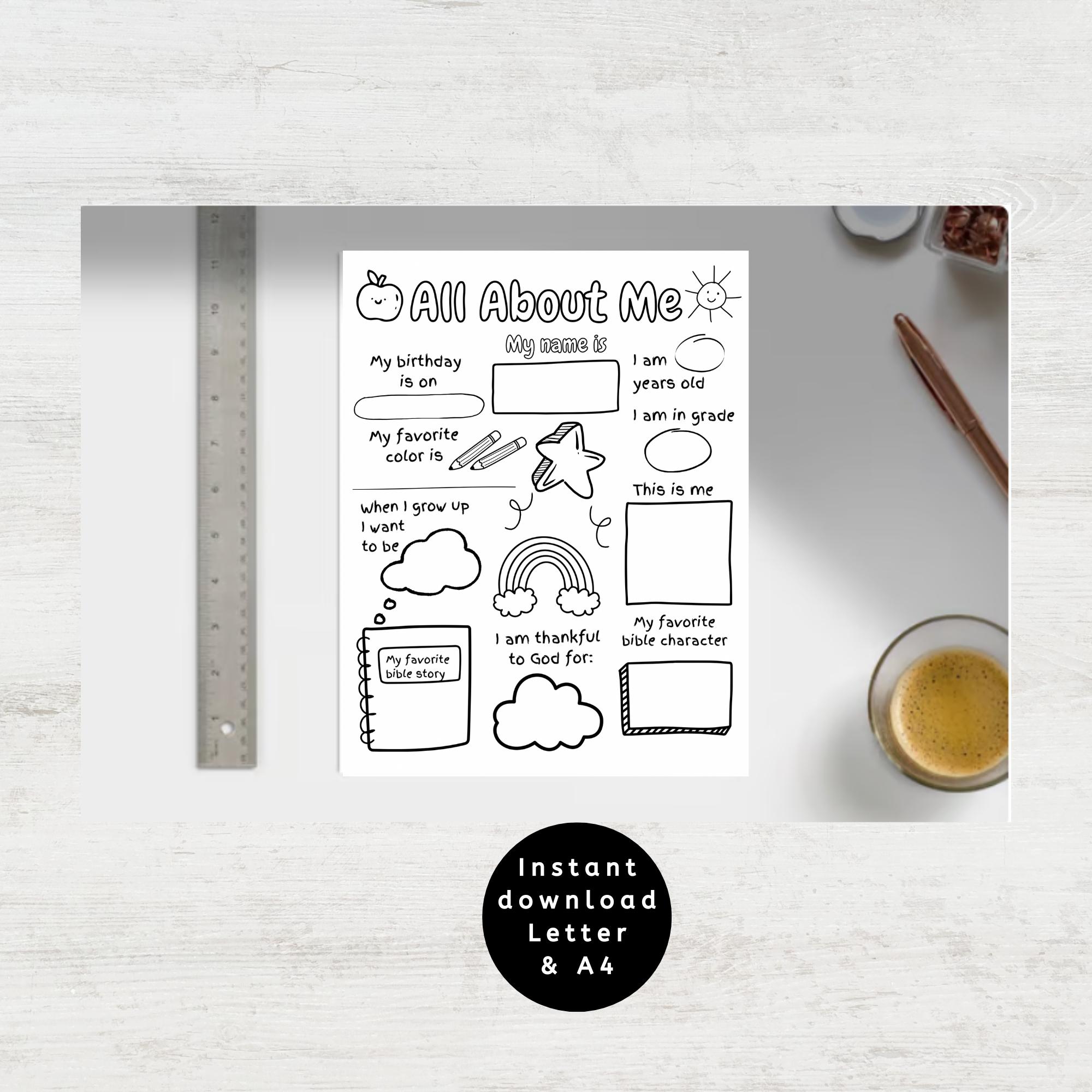 Sunday School All About Me, Preschool Questionnaire, Printable Activity ...