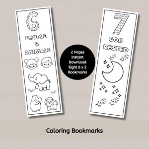 7 Days of Creation Bible Craft for Kids, Bible Verse Coloring Bookmark ...