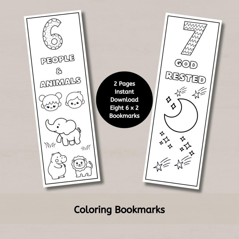 7 Days of Creation Bible Craft for Kids, Bible Verse Coloring Bookmark ...