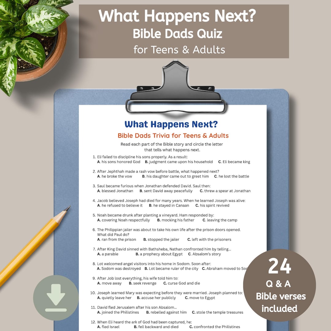 Bible Fathers Printable Trivia Game for Teens & Adults, What Happens ...