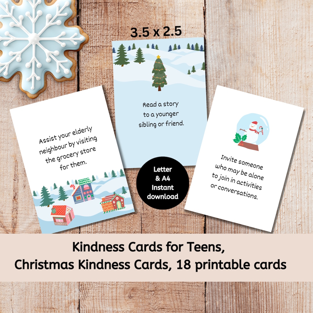 Kindness Cards for Teens Christmas Kindness Advent Cards for - Etsy