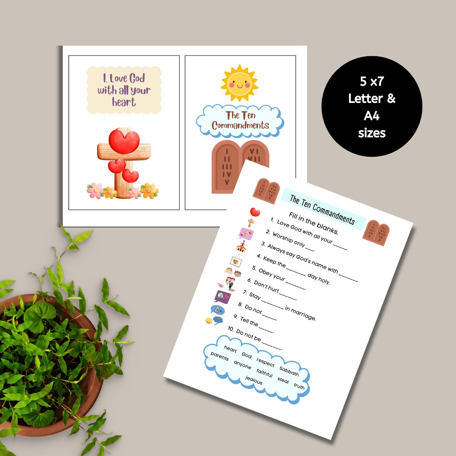 The Ten Commandments for Children Printable Flashcards and Activity ...
