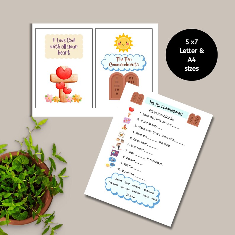 The Ten Commandments for Children Printable Flashcards and Activity ...
