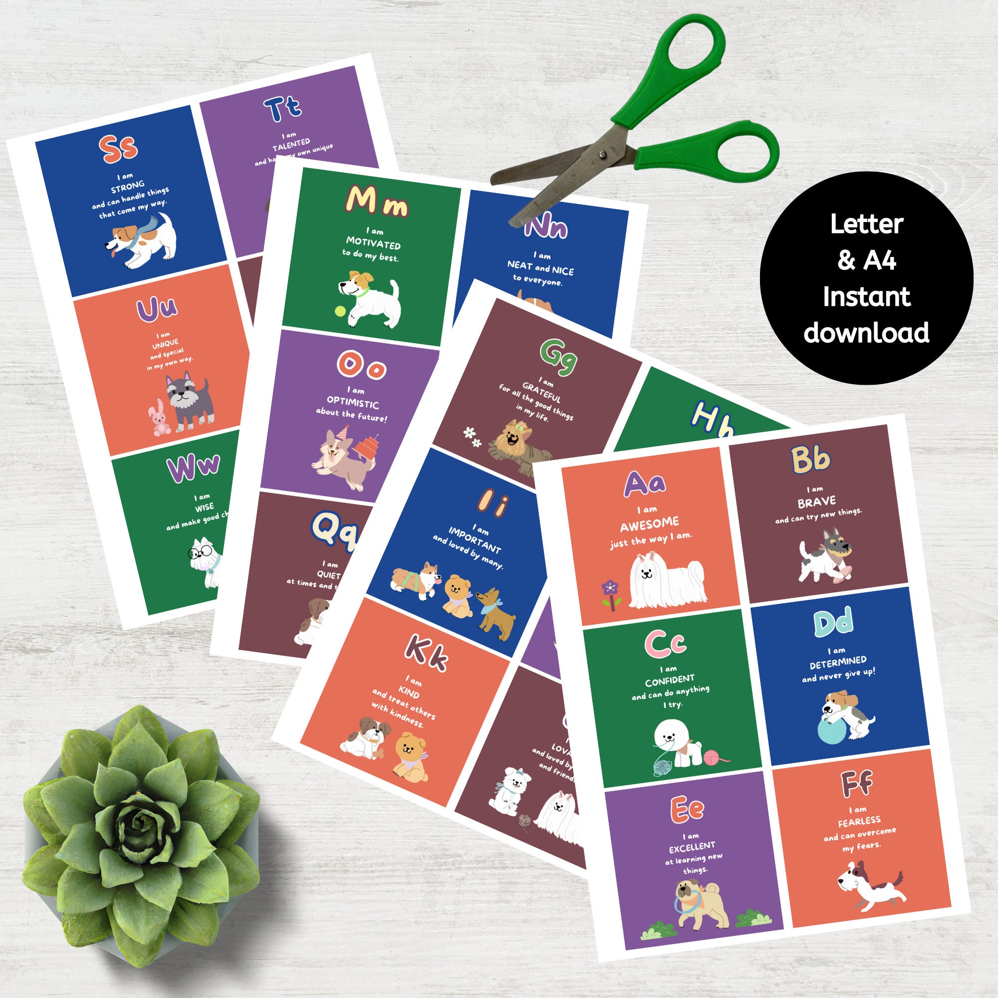 Alphabet Affirmation Cards, I Am Affirmation Cards, Alphabet Flash ...