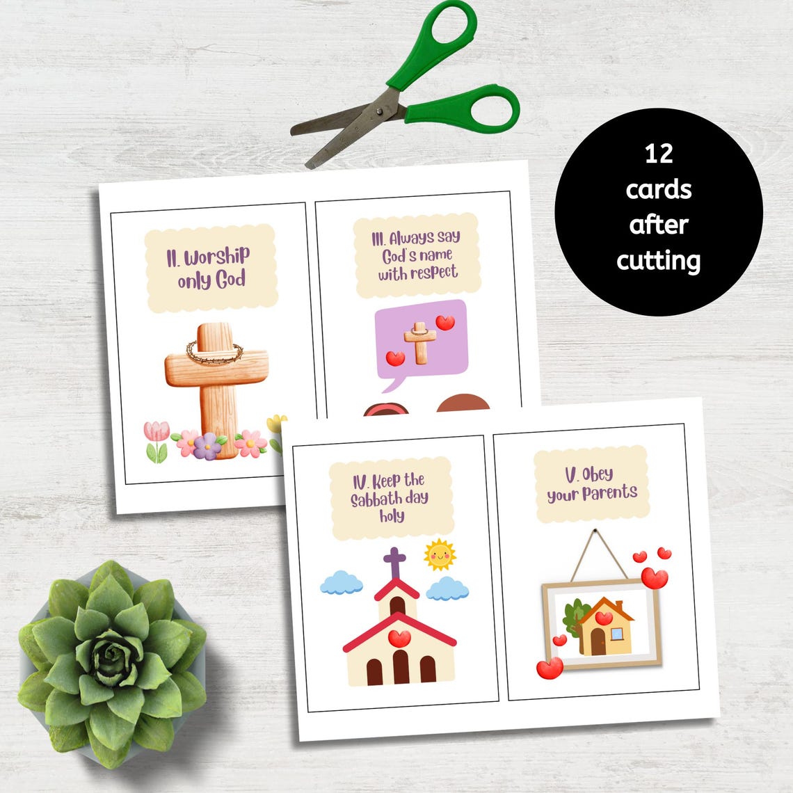 Ten Commandments Flashcards and Activity Sheet, Kids Bible Lesson PDF ...