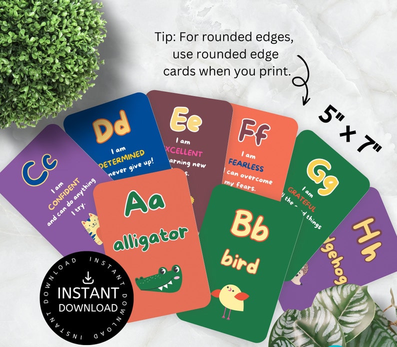 Alphabet Affirmation Cards Bundle, Printable Affirmation Cards for ...