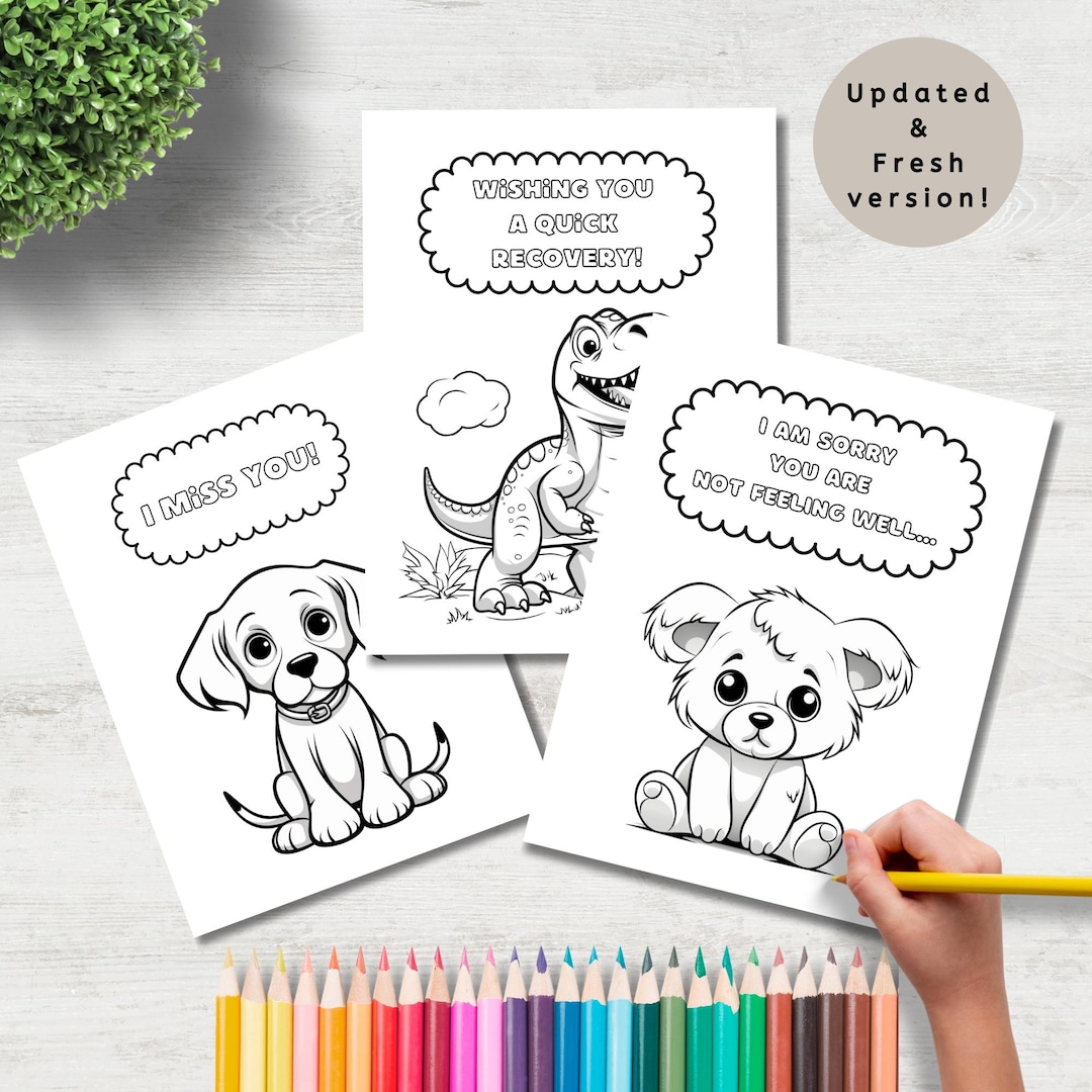Printable Coloring Pages for Get Well, Kids Coloring Activity, Thinking ...