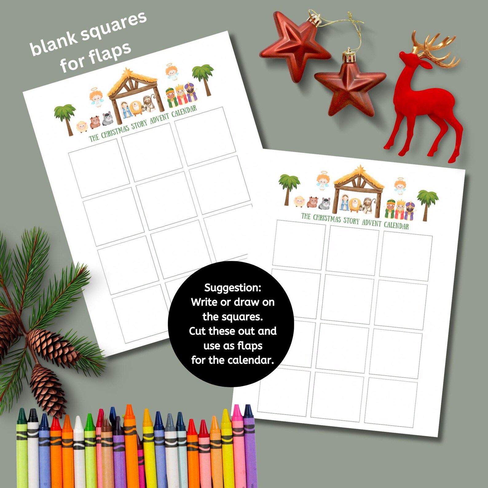 Catholic Interactive Nativity Advent Calendar, Printable Christmas ...