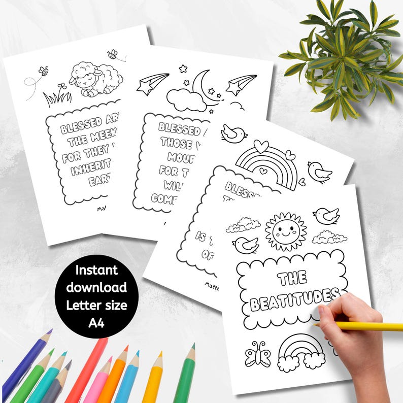 Beatitudes Coloring Pages, Sermon on the Mount, Matthew 5, Printable ...