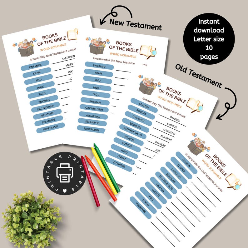 Books of the Bible Scavenger Hunt Game, Fun Printable Church Activities ...