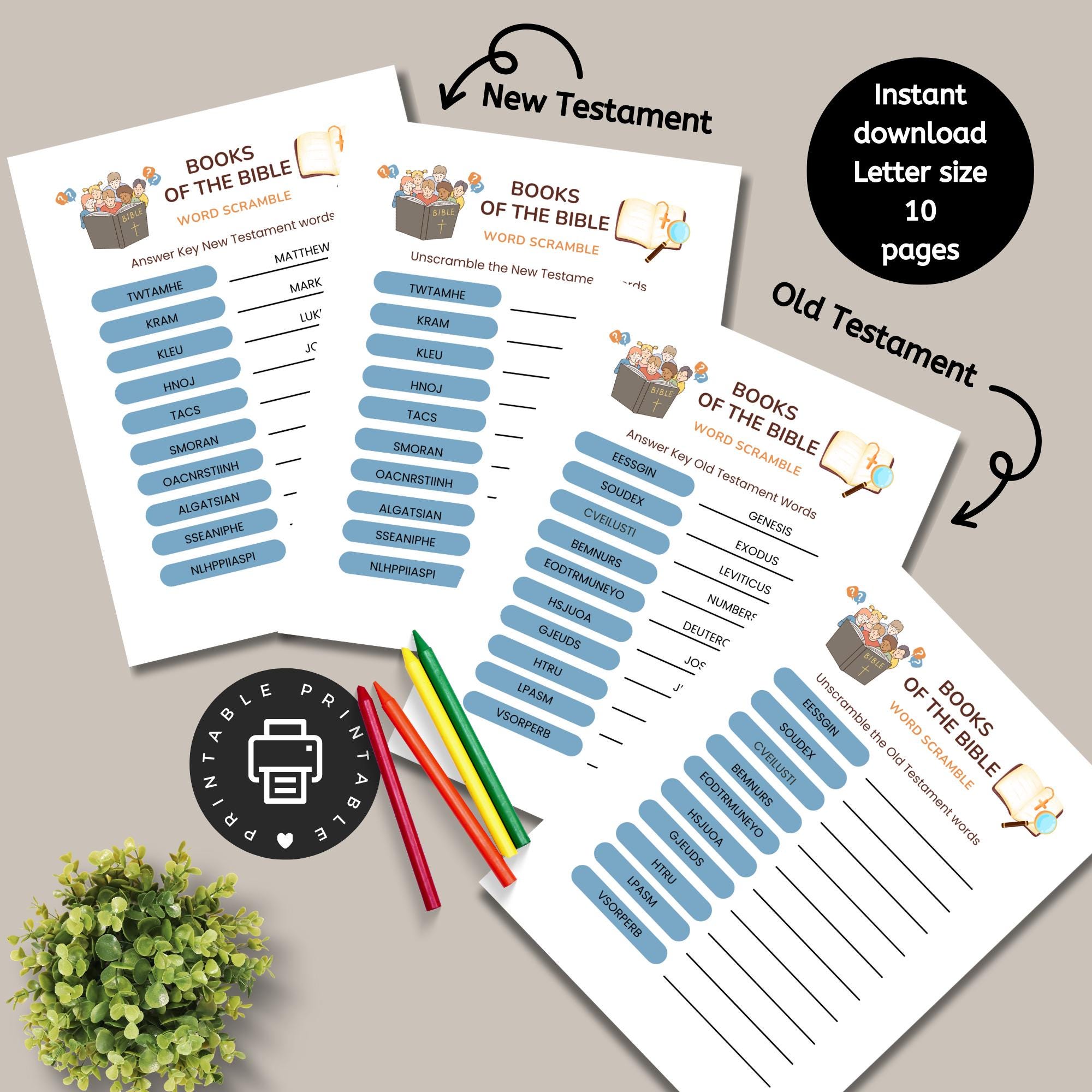 Books of the Bible Scavenger Hunt Game, Fun Printable Church Activities ...