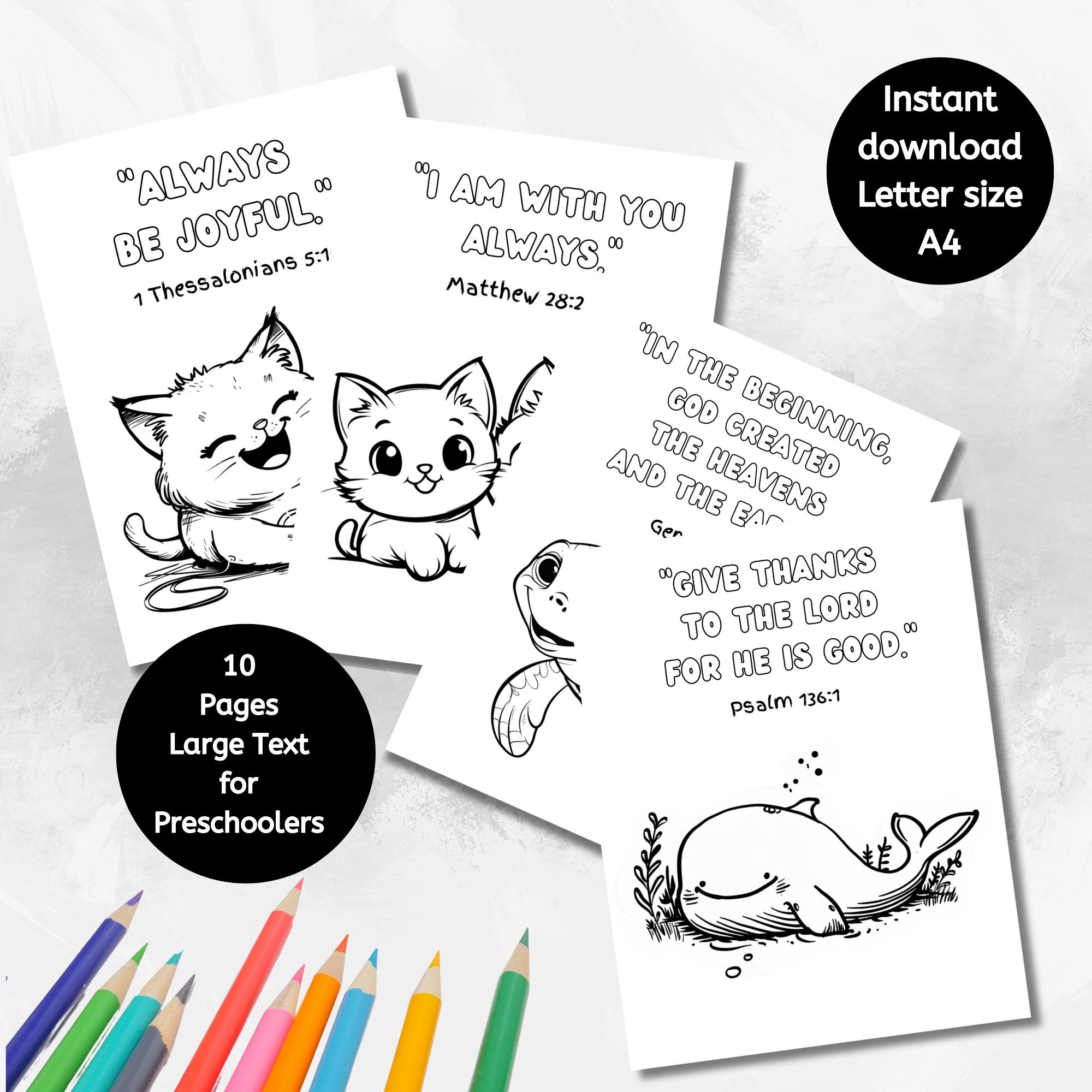 Bible Verse Coloring Page for Preschoolers, Sunday School Craft ...