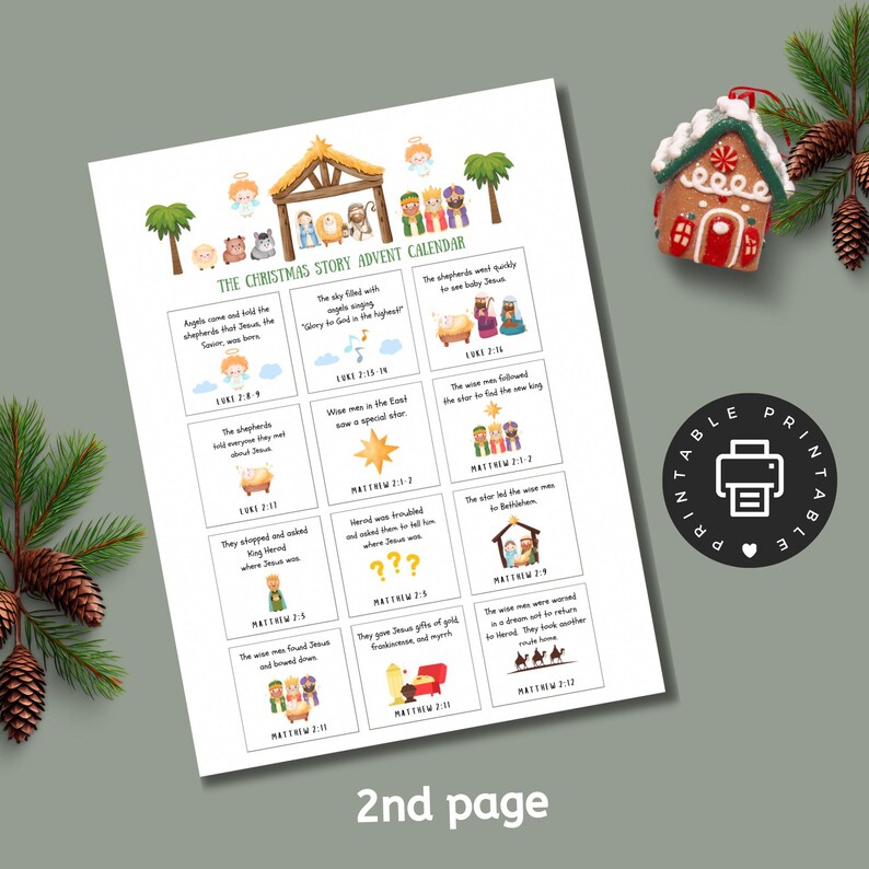 Nativity Advent Calendar Printable, Kids Christmas Countdown, Christian ...