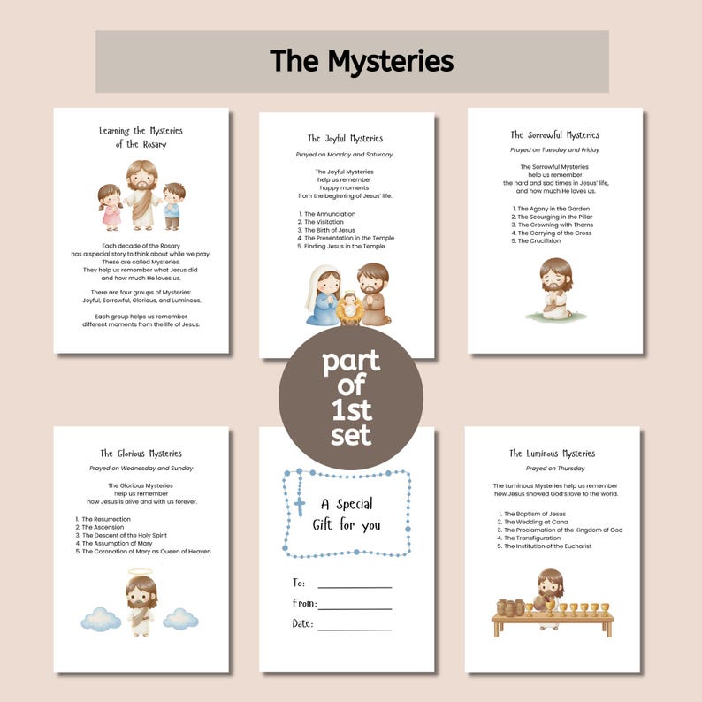 How to Pray the Rosary Cards for Kids, Catholic Printable Prayer Cards ...