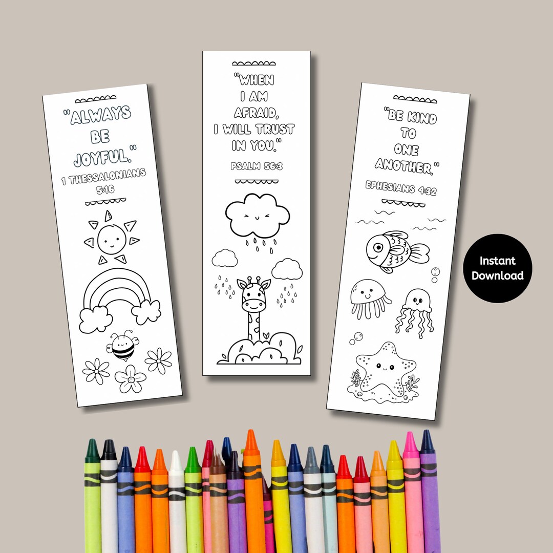 Kids Bible Verse Coloring Bookmark Printable, Sunday School Craft ...