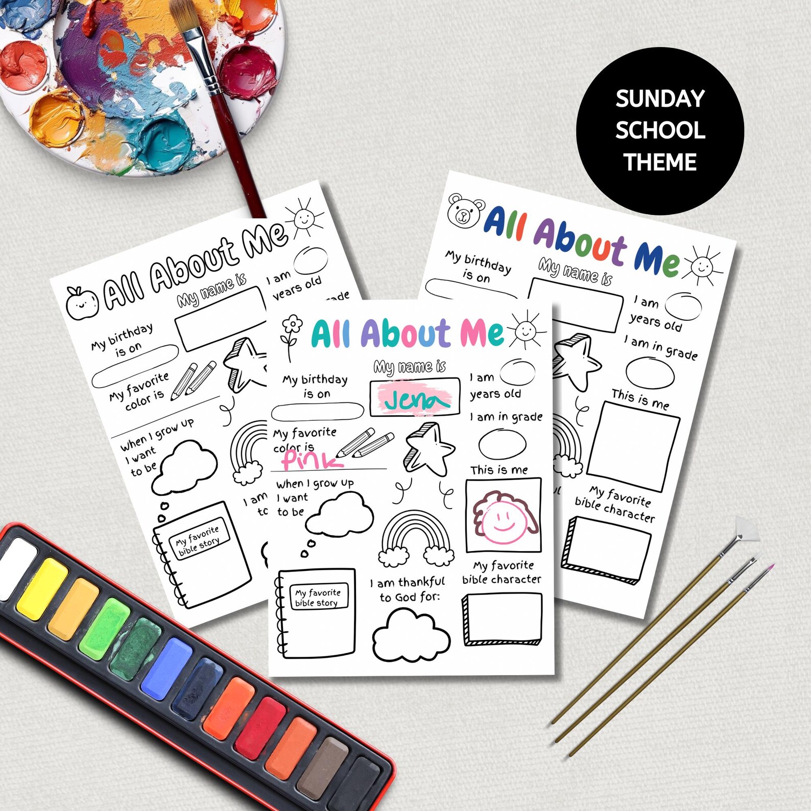 Sunday School All About Me, Preschool Questionnaire, Printable Activity ...