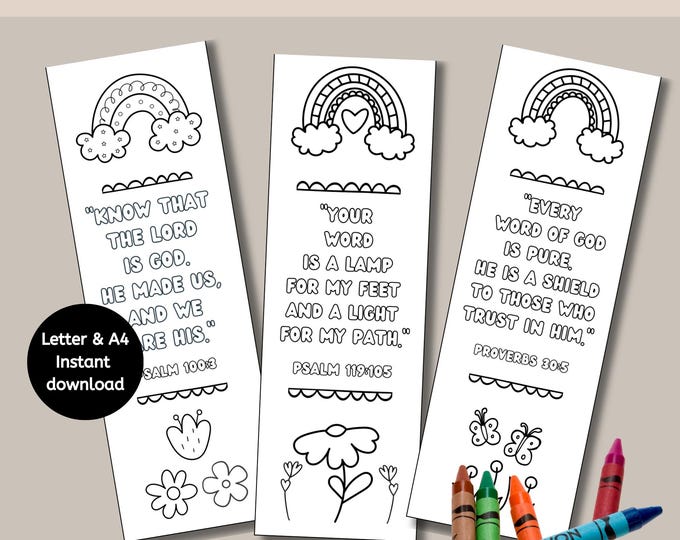 Bible Verse Coloring Bookmarks for Kids Scripture Bookmarks Sunday ...