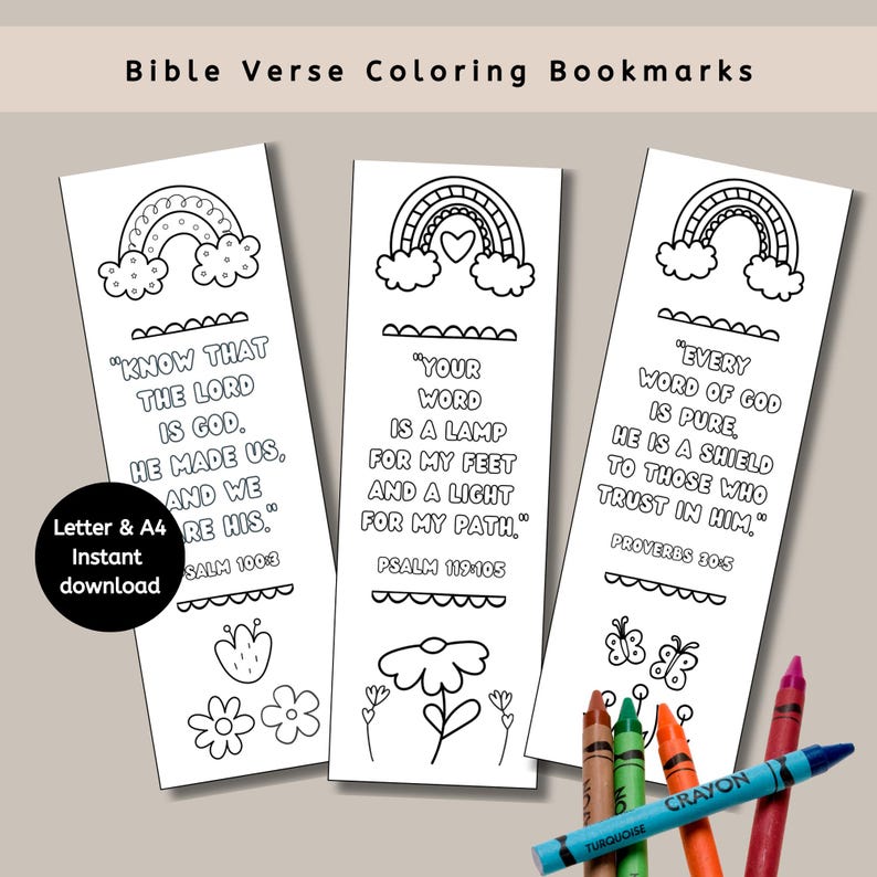 Printable Kids Bible Verse Coloring Bookmark, Sunday School Craft, PDF ...