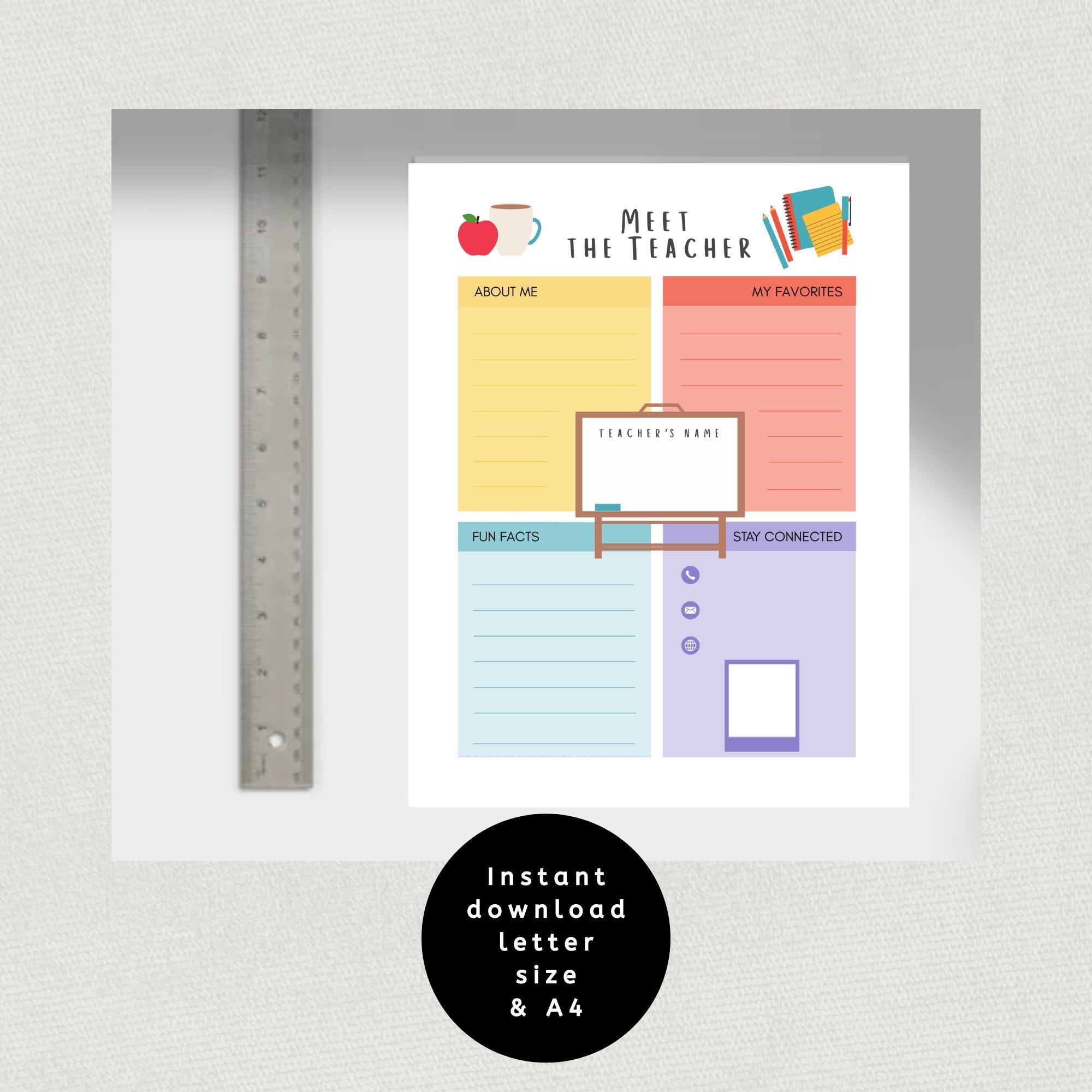 Meet the Teacher Printable, Back to School Introduction Handout, PDF ...