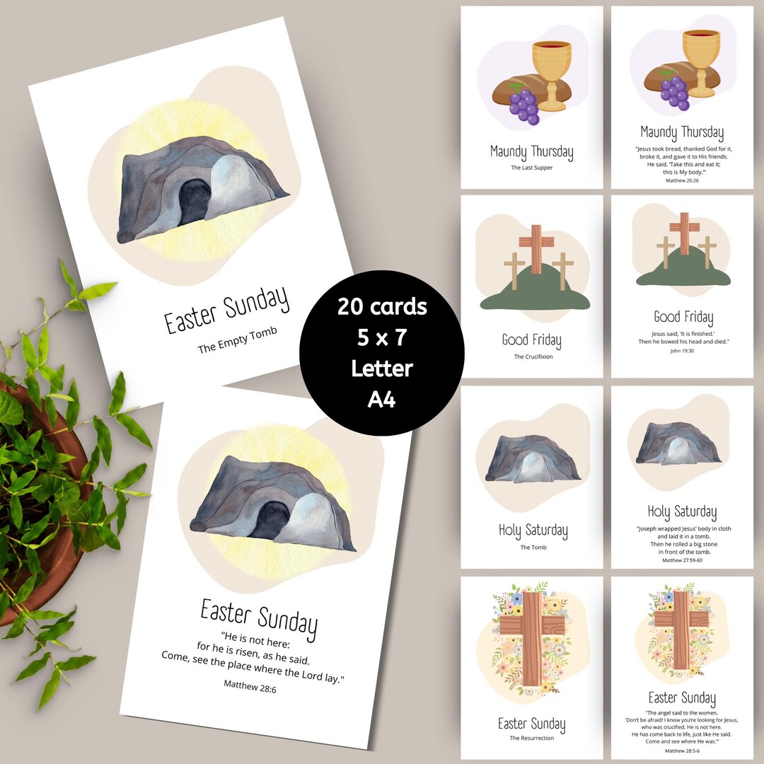 Holy Week Advent Cards, Easter Scripture Cards, Holy Week for Kids ...