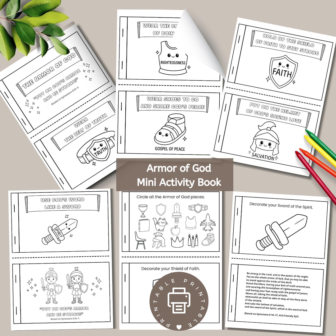 Armor of God Printable Activity Sheets, Mini Coloring Pages, Bible ...