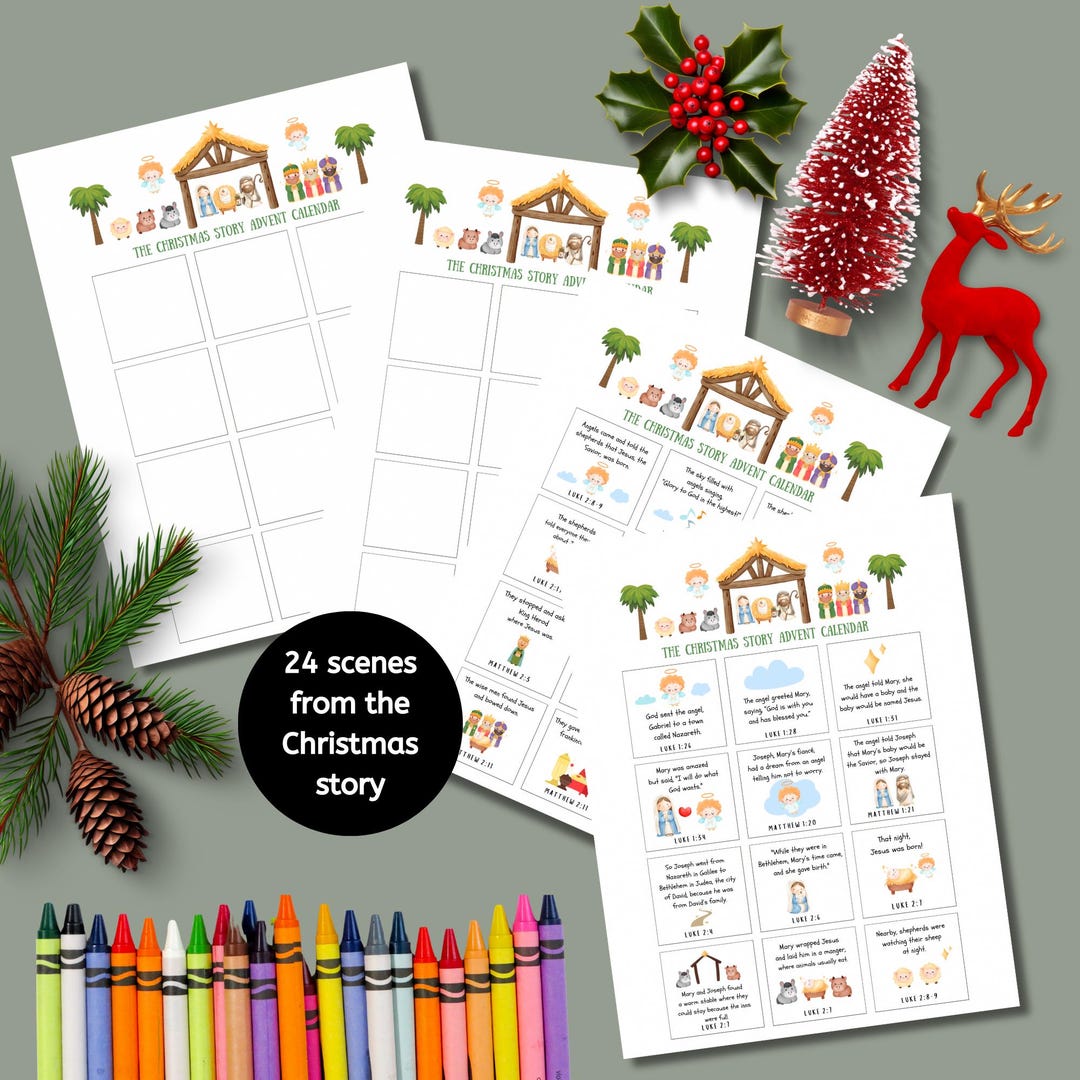 Nativity Advent Calendar Printable, Kids Christmas Countdown, Christian ...