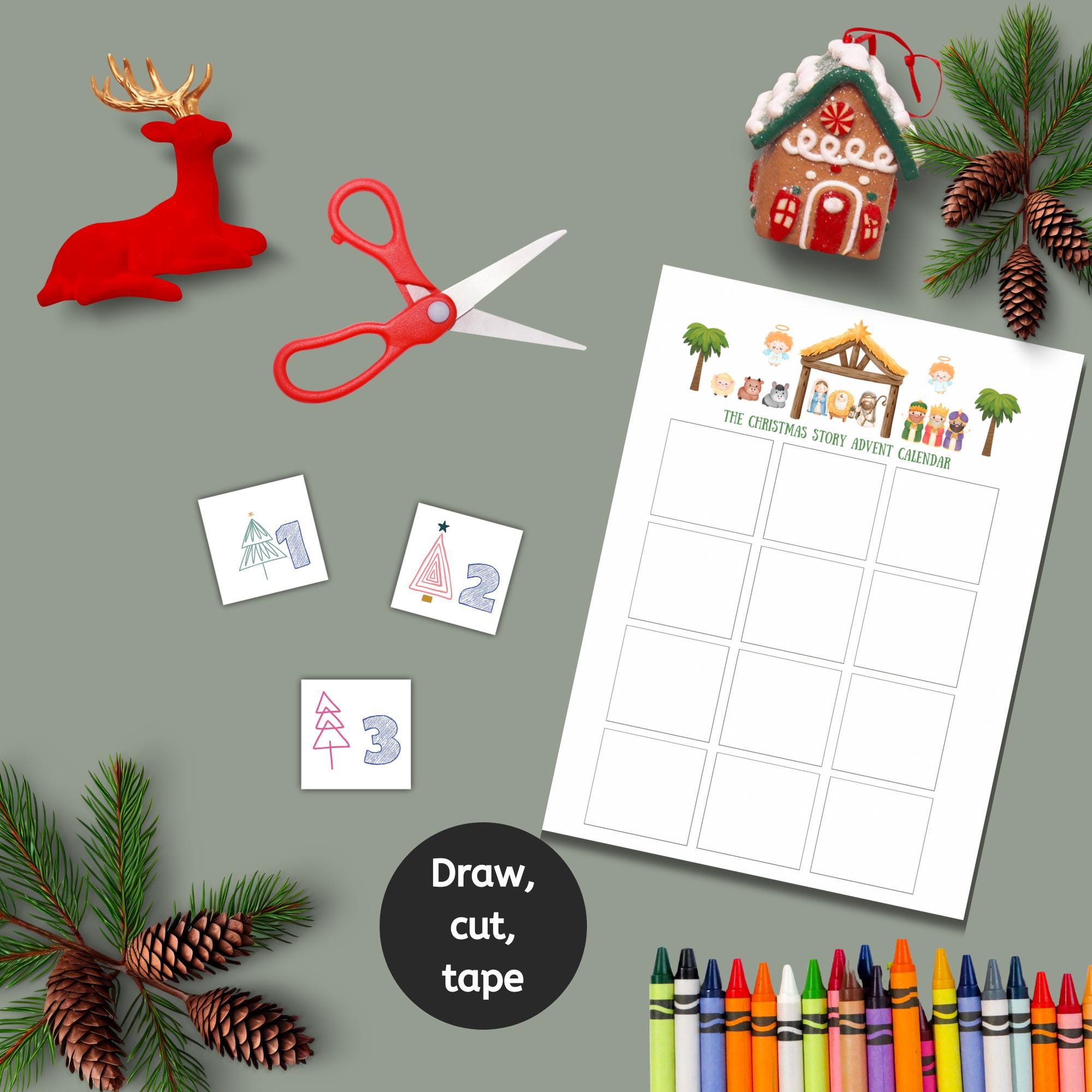 Nativity Advent Calendar Printable, Kids Christmas Countdown, Christian ...