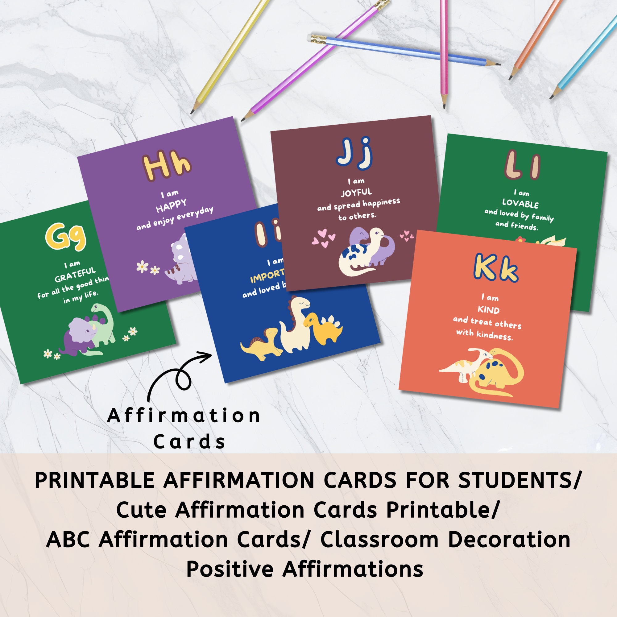 Alphabet Affirmation Cards Printable Affirmation Cards for - Etsy