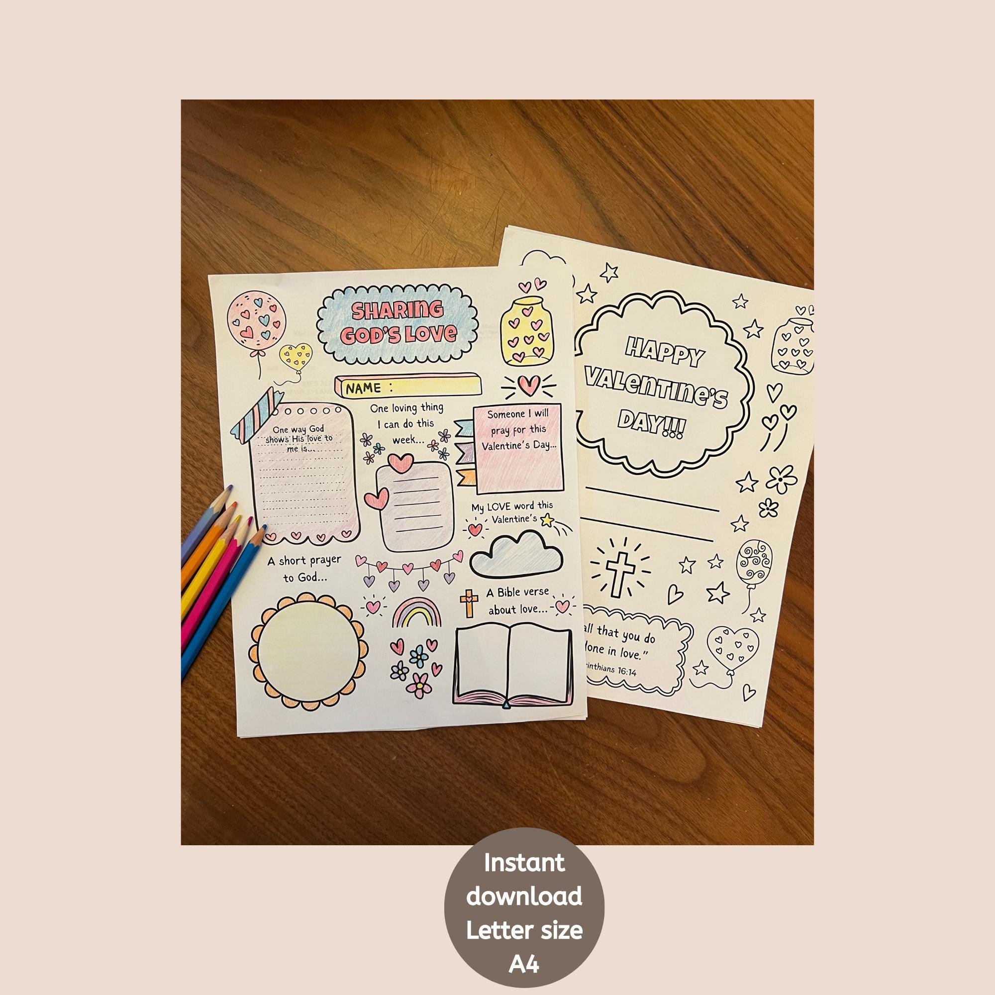 Sunday School Valentine Printable Coloring & Bible Activity for Kids ...