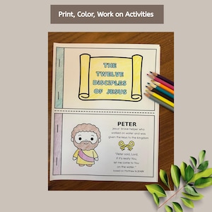 12 Disciples Craft for Kids, Printable Mini Coloring Pages Set, Jesus ...