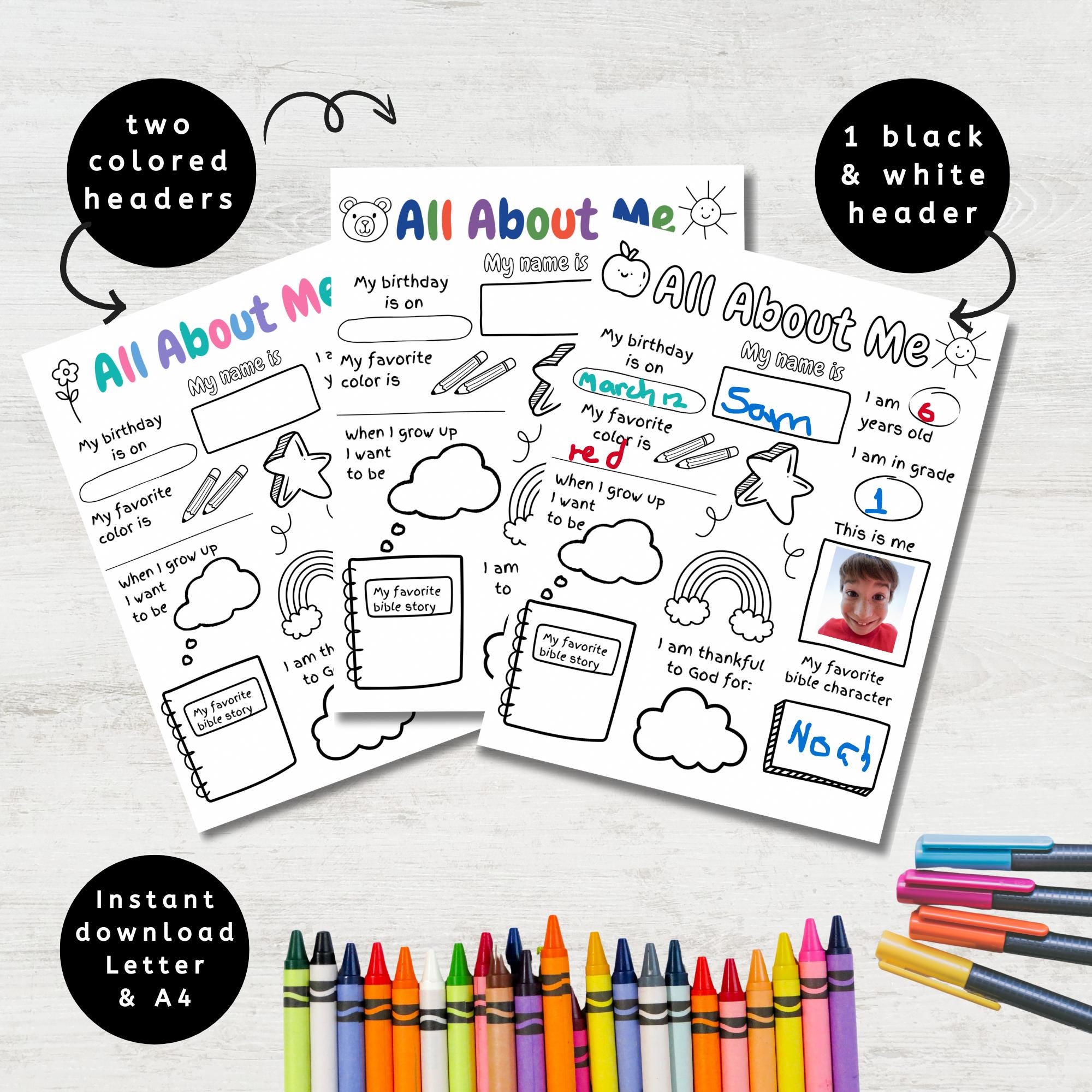 Sunday School All About Me, Preschool Questionnaire, Printable Activity ...