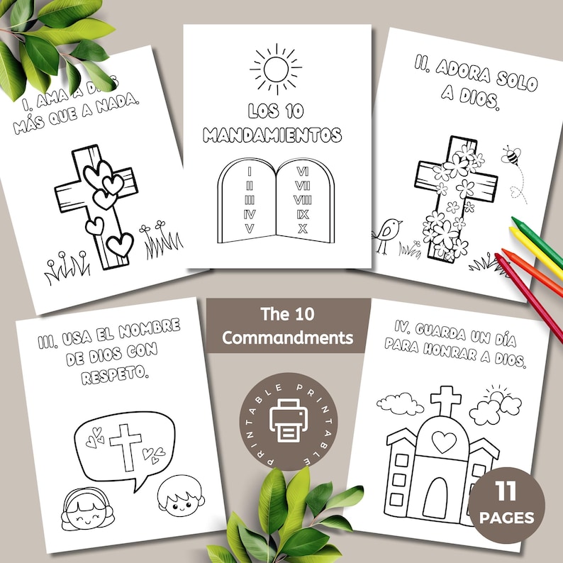 Páginas para colorear imprimibles de los 10 mandamientos en español ...