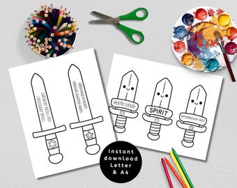 Sword of the Spirit Armor of God Bookmark Coloring Activity for Kids ...