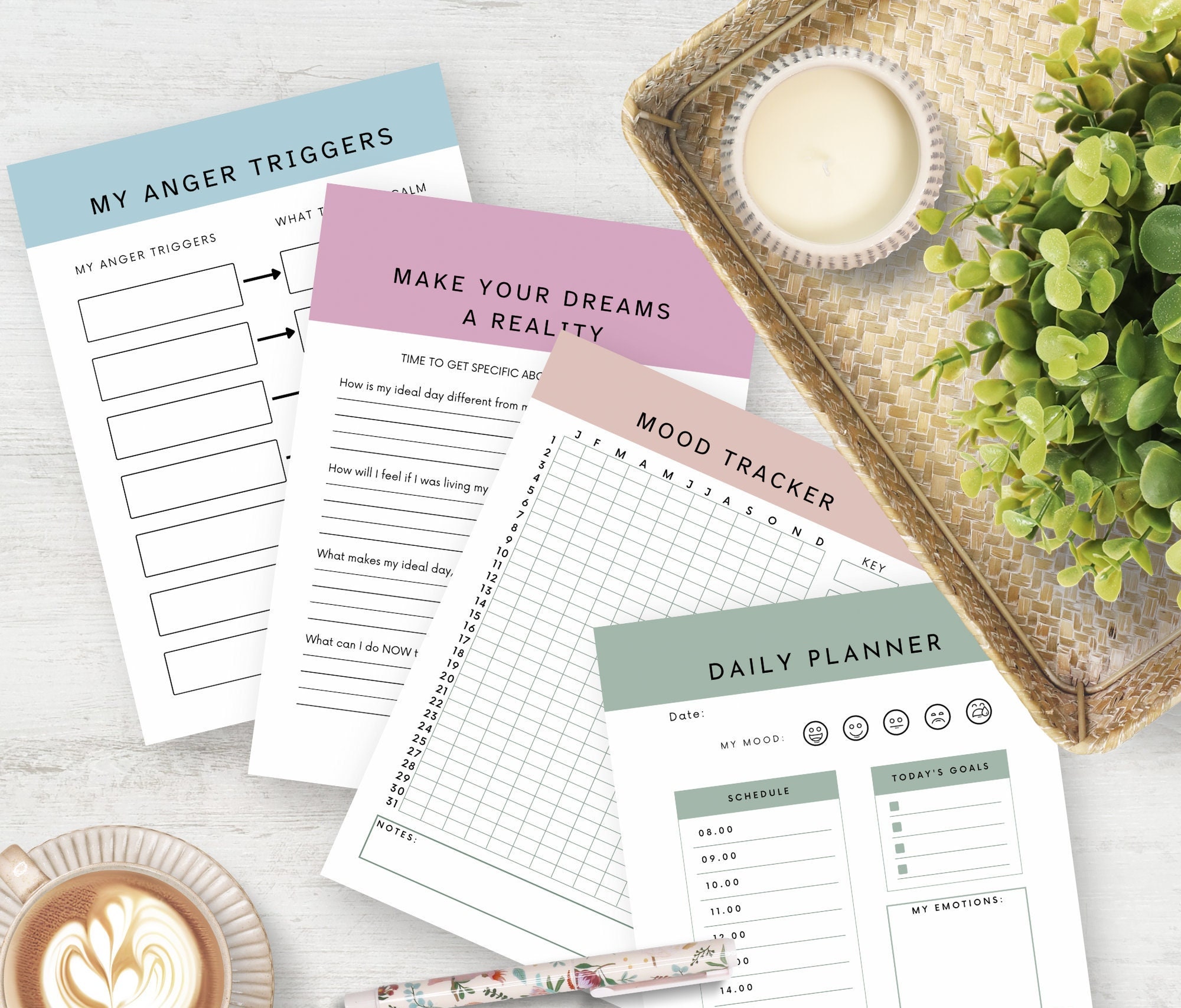 Printable Self Care Worksheets for Adults, Self Love Workbook, Anxiety ...