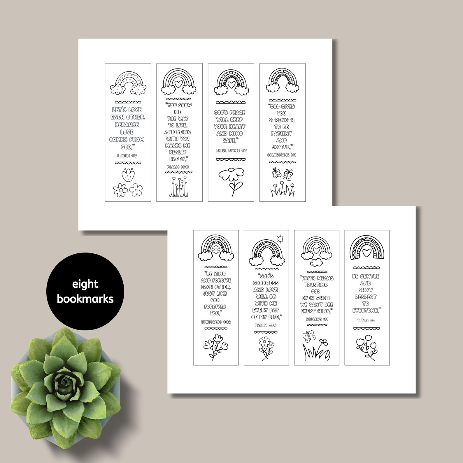 Bible Verse Bookmarks to Color, Sunday School Craft, Printable ...