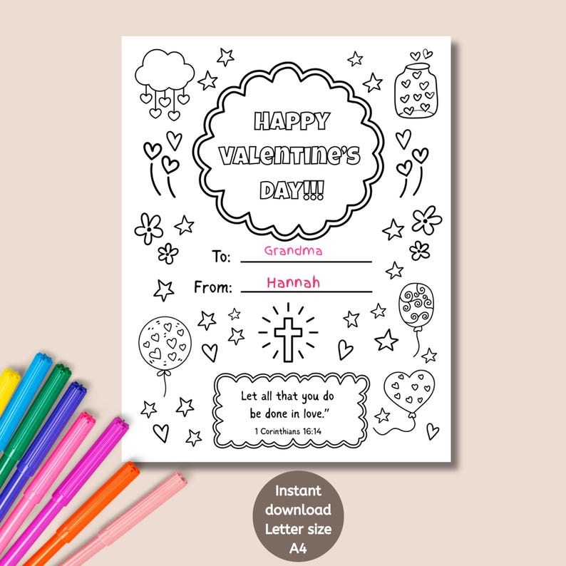 Sunday School Valentine Printable Coloring & Bible Activity for Kids ...