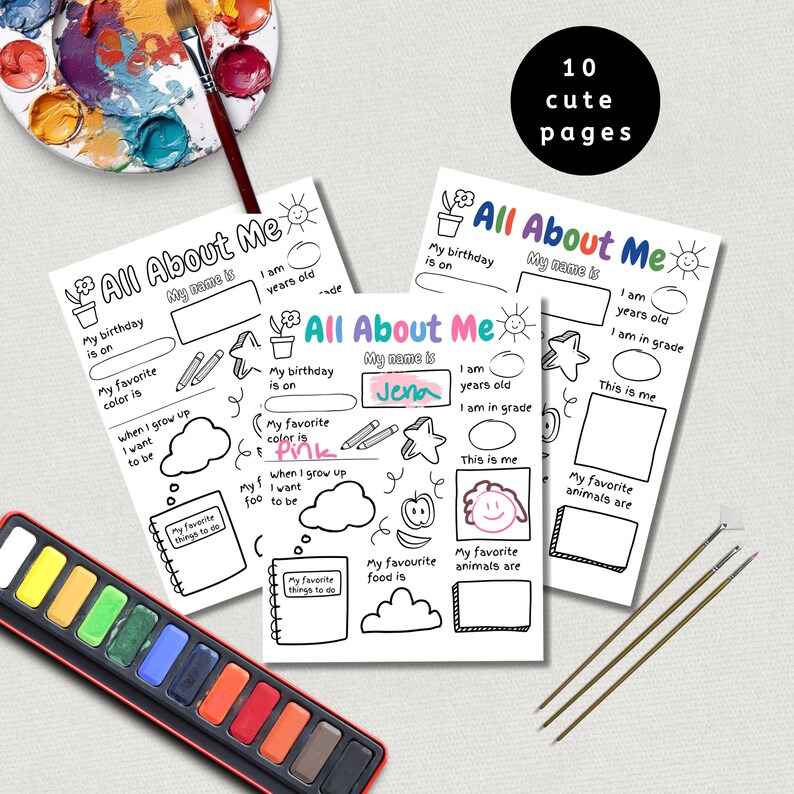 All About Me Coloring Sheets, Preschool Questionnaire, Printable ...