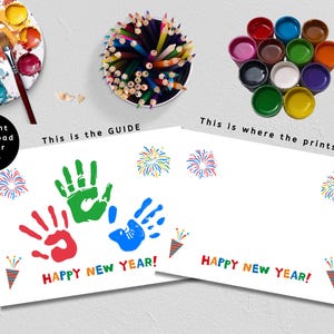 Happy New Year Handprint Craft, New Year Toddler Art, 2025 Keepsake ...
