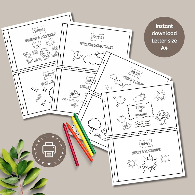 Creation Coloring Mini Book, Printable Preschool and Kindergarten ...