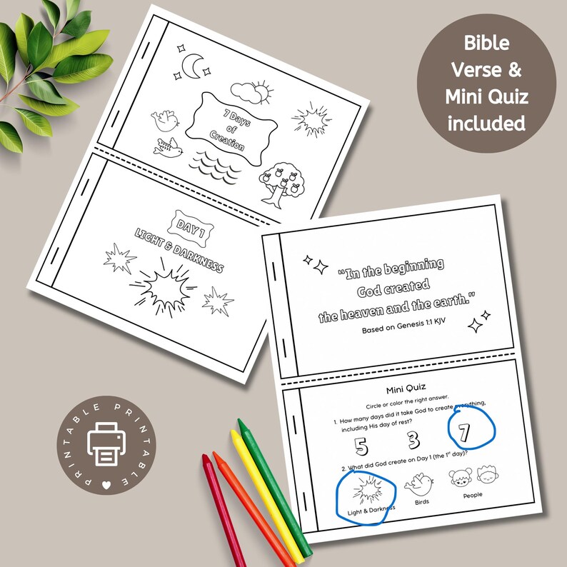 Creation Coloring Mini Book, Printable Preschool and Kindergarten ...