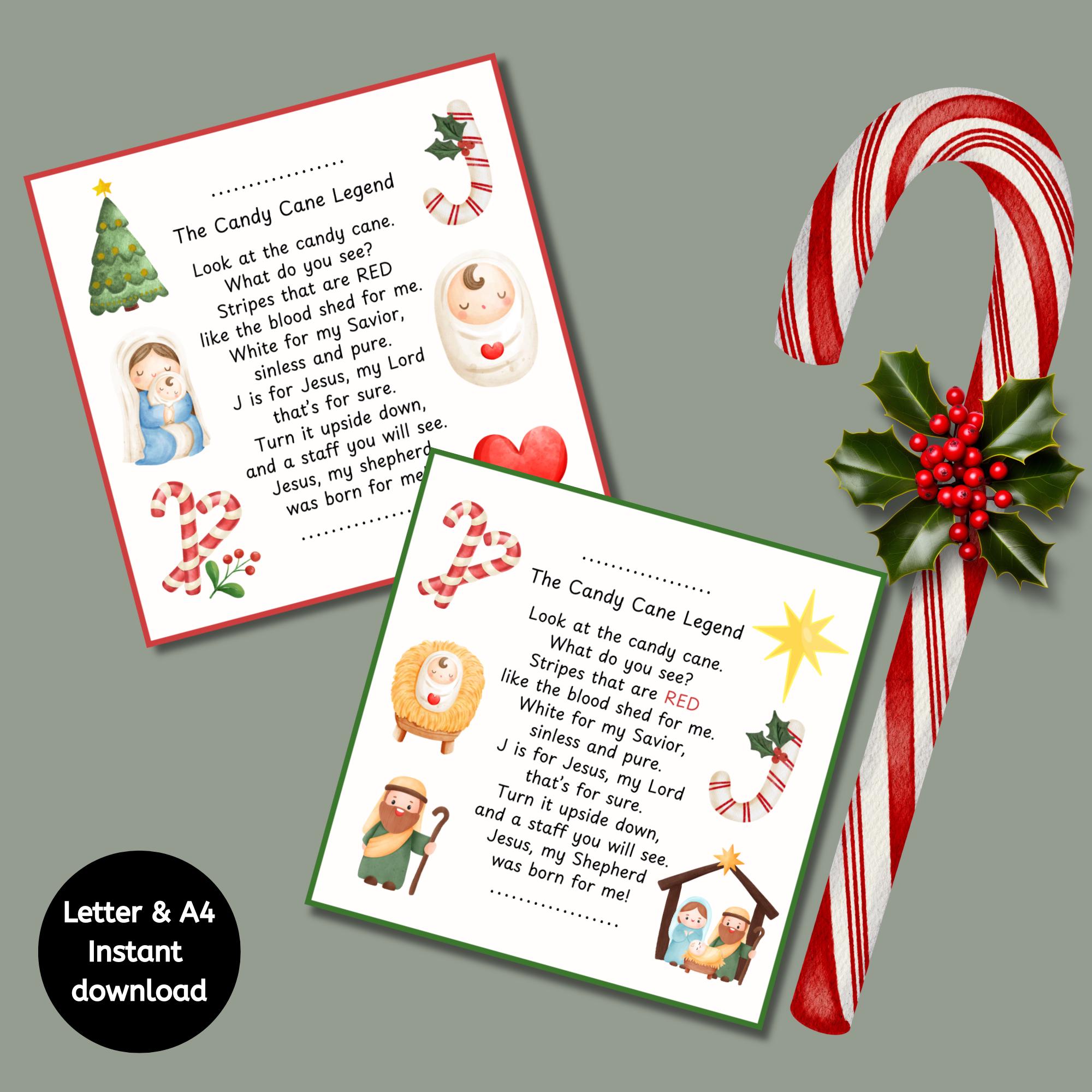 Catholic Christmas Gift Tags, Legend of the Candy Cane Poem Printable ...