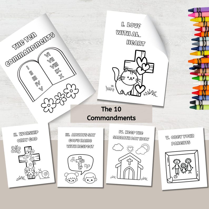 Ten Commandments for Kids Printable Coloring Pages, Bible Verse ...