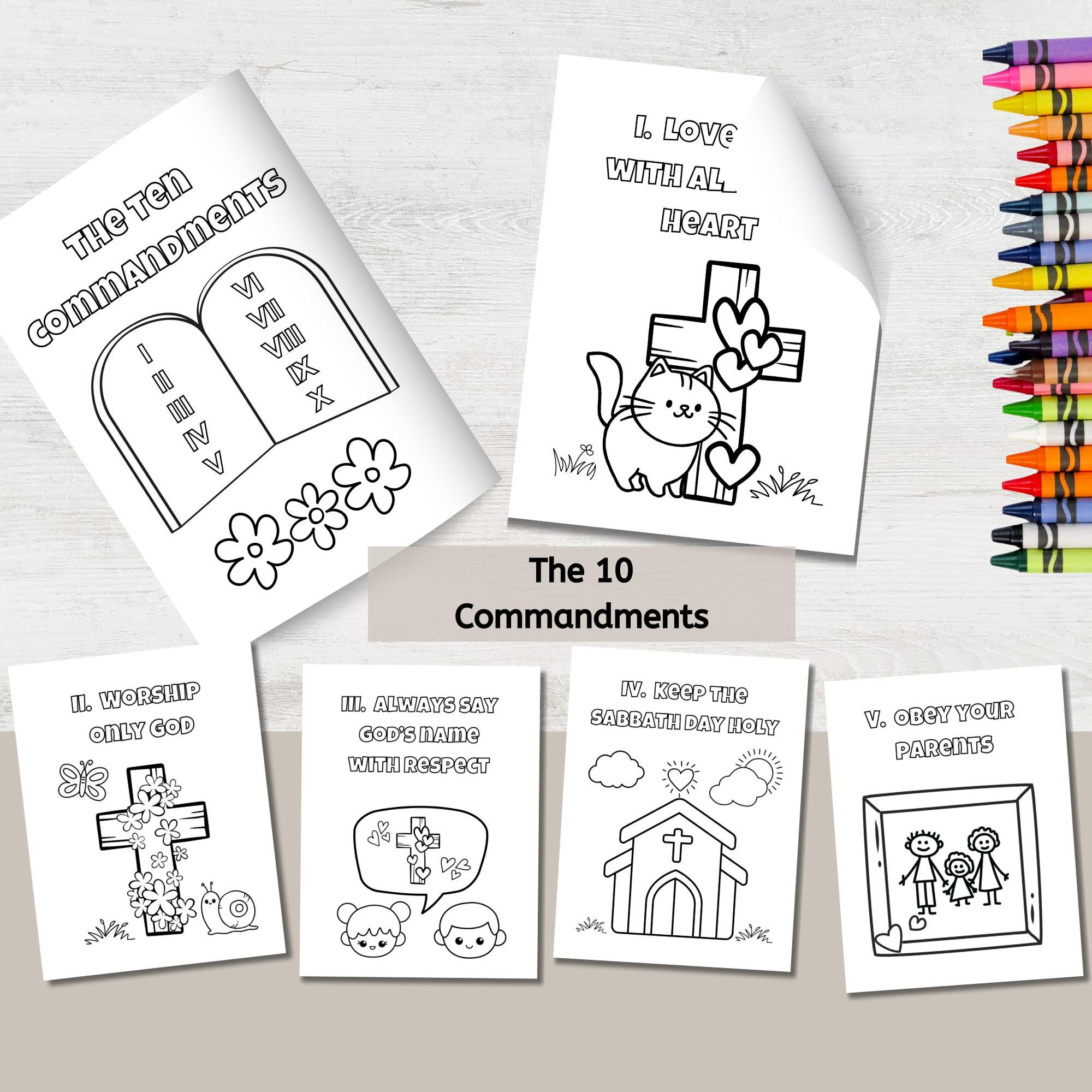Ten Commandments for Kids Printable Coloring Pages, Bible Verse ...