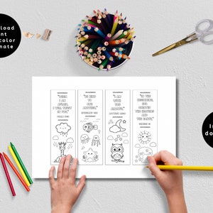 Kids Bible Verse Coloring Bookmark Printable, Sunday School Craft ...