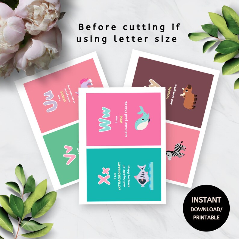 Alphabet Affirmation Cards/ Printable Affirmation Cards for Students ...