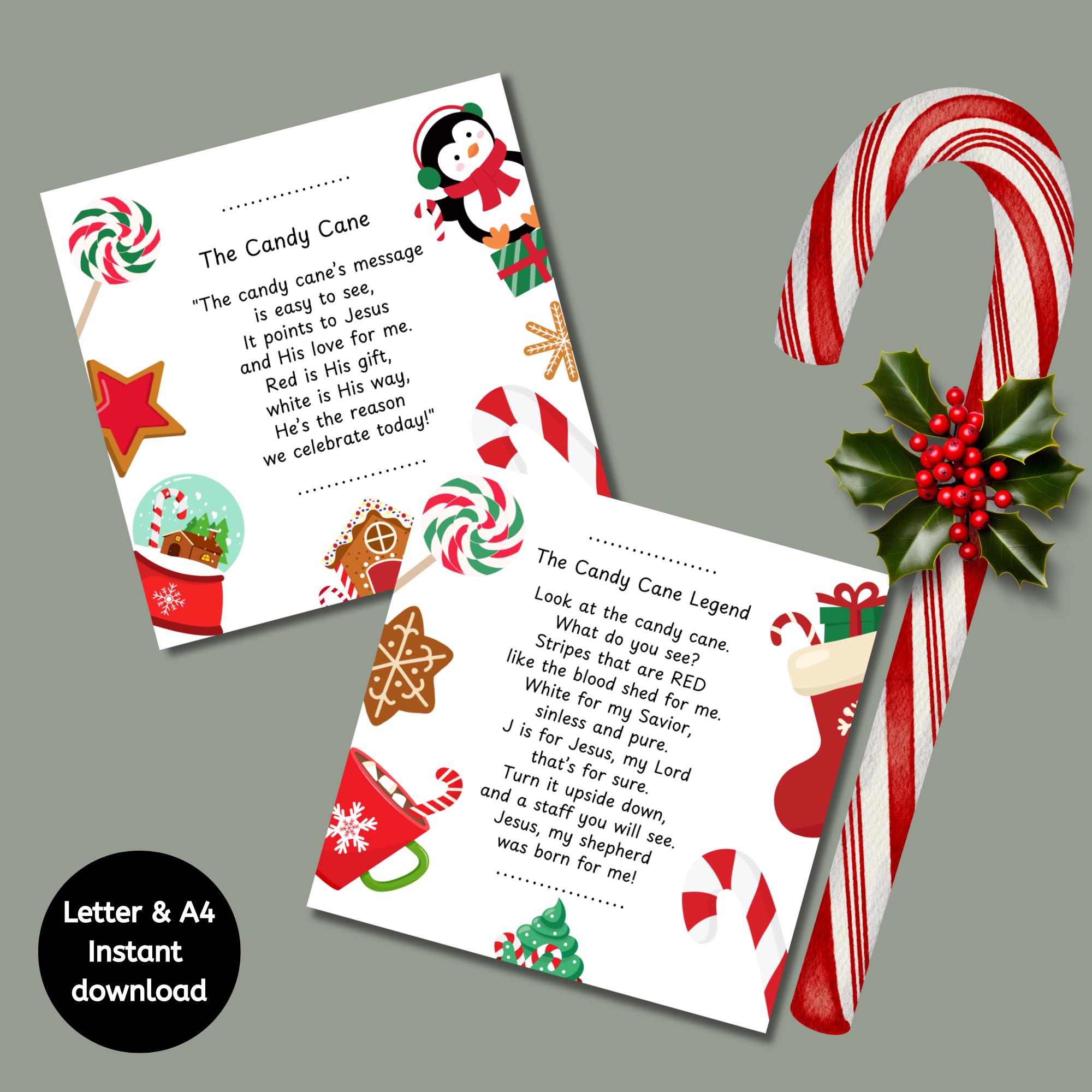 Legend of the Candy Cane Tag, Printable Candy Cane Holder, Christian ...