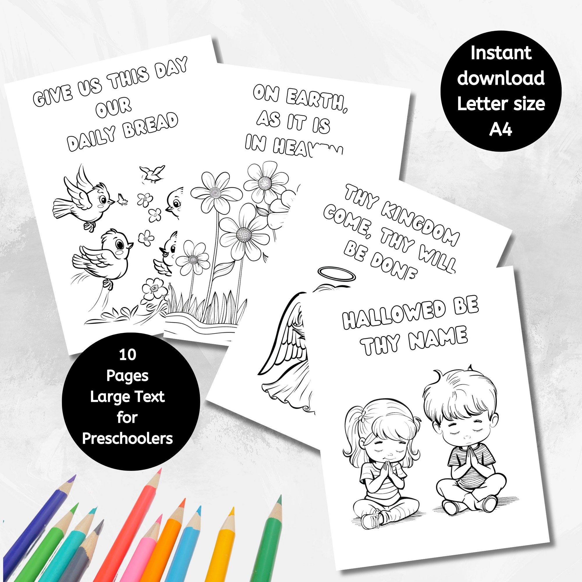 Lord's Prayer Coloring Pages Preschool, Our Father Digital Download ...