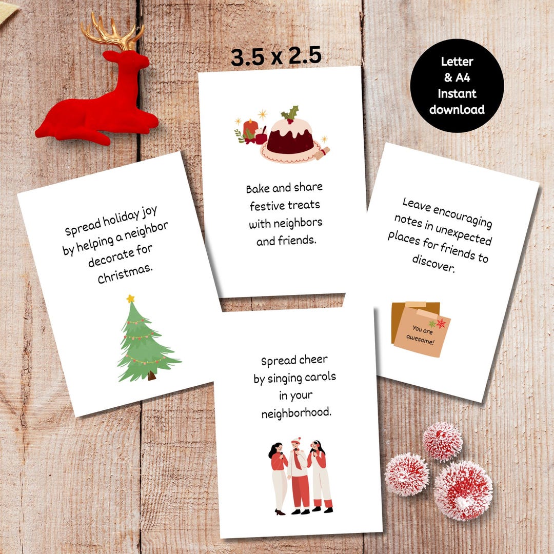 Advent Kindness Cards, Christmas Kindness Cards, Random Acts of ...
